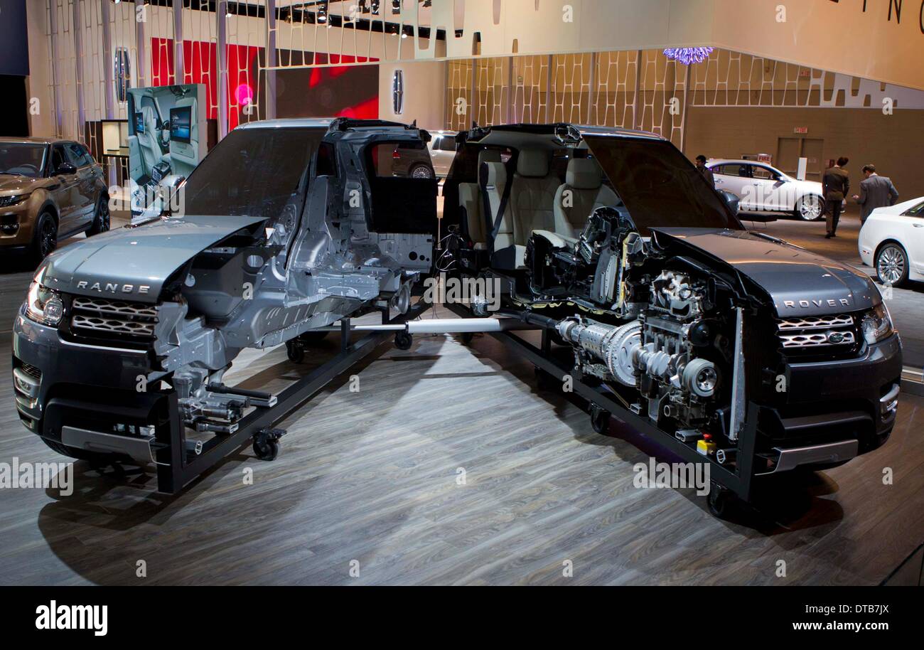 Toronto, Canada. 13th Feb, 2014. A Range Rover's inside structure is ...
