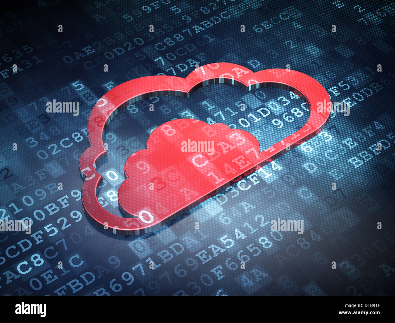 Cloud technology concept: Red Cloud on digital background Stock Photo ...