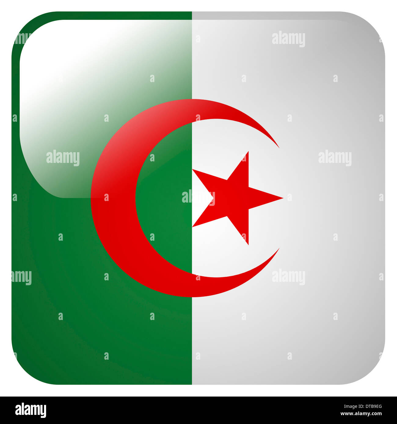 Glossy icon with flag of Algeria Stock Photo - Alamy