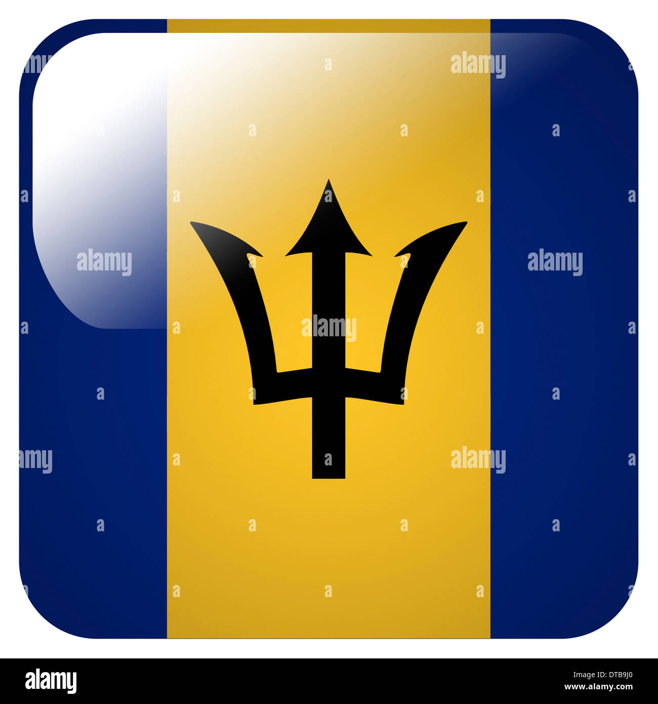 Glossy icon with flag of Barbados Stock Photo - Alamy