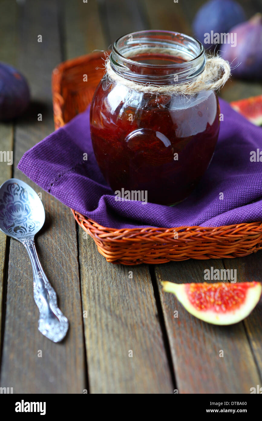 tasty jam in a glass jar, food Stock Photo - Alamy