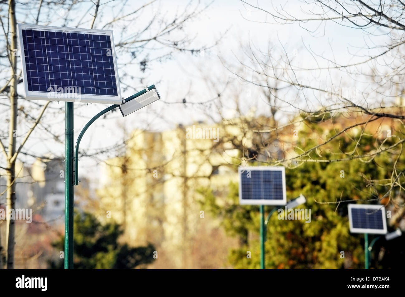 Park public lighting pole with photovoltaic panel Stock Photo - Alamy