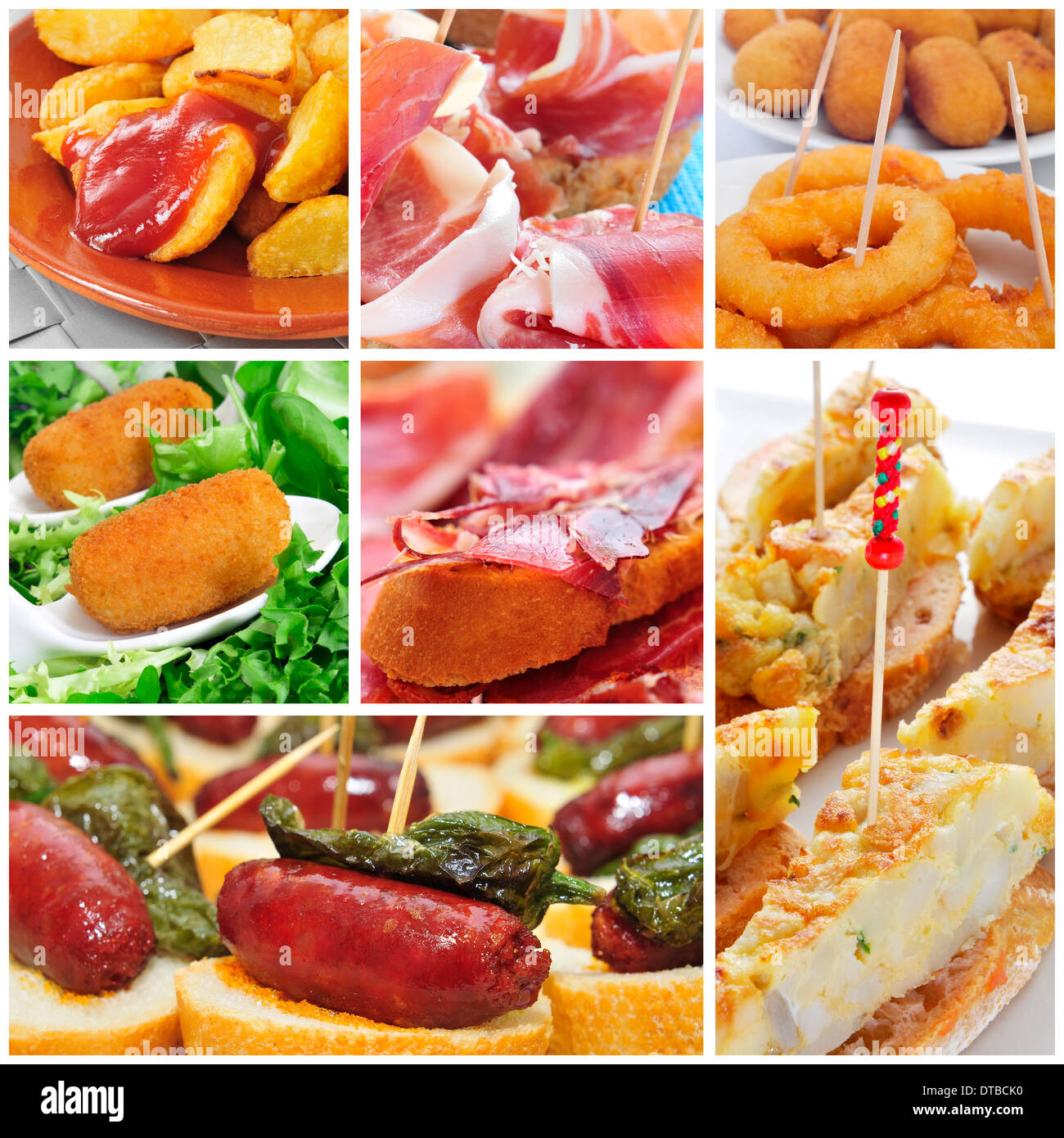 a collage of different spanish tapas, such as patatas bravas or spanish ...
