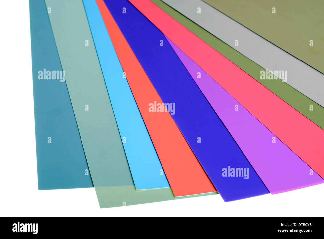 various color silk paper stack like a rainbow isolated on white Stock ...