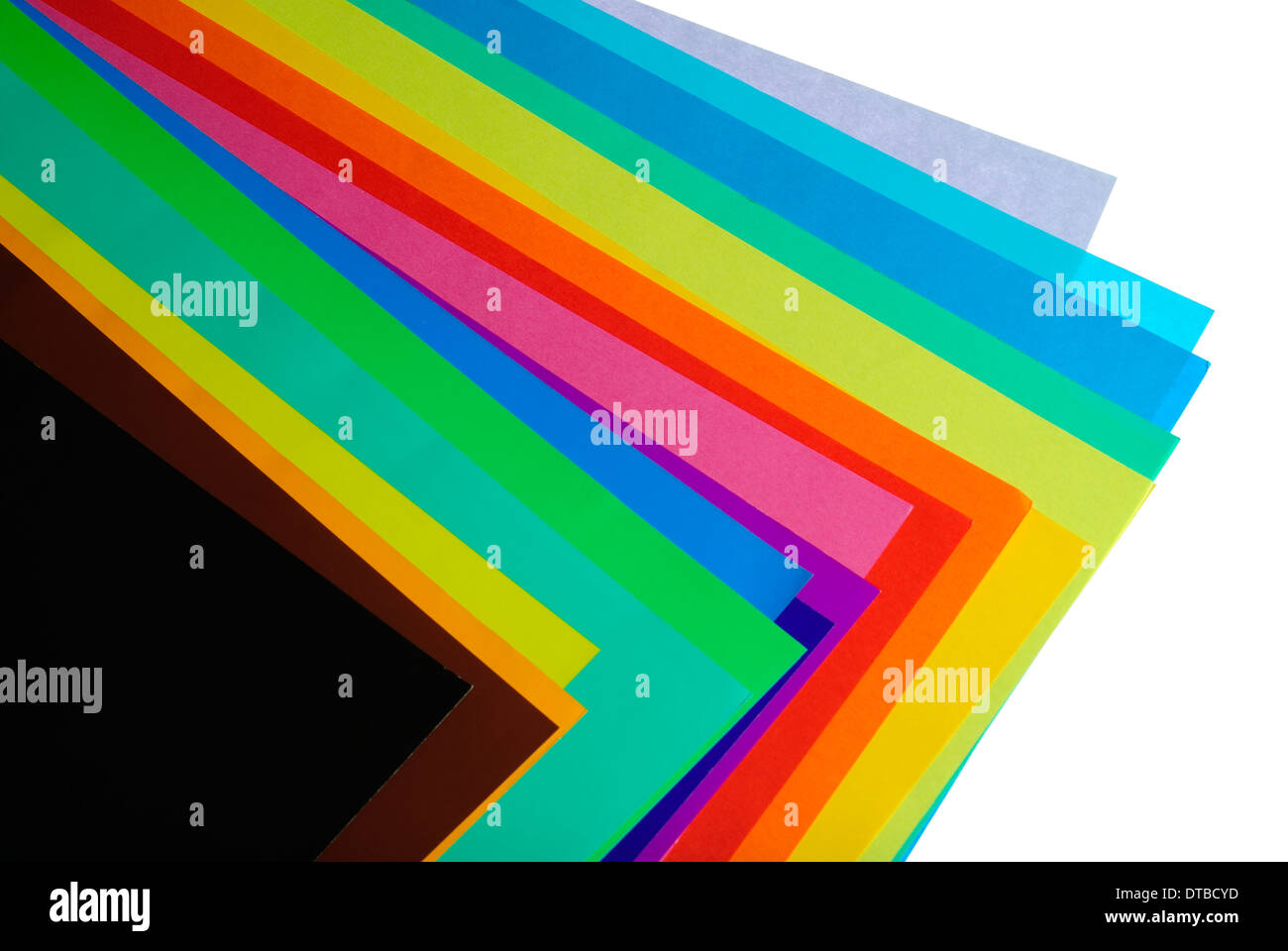 various color paper stack like a rainbow isolated on white Stock Photo ...