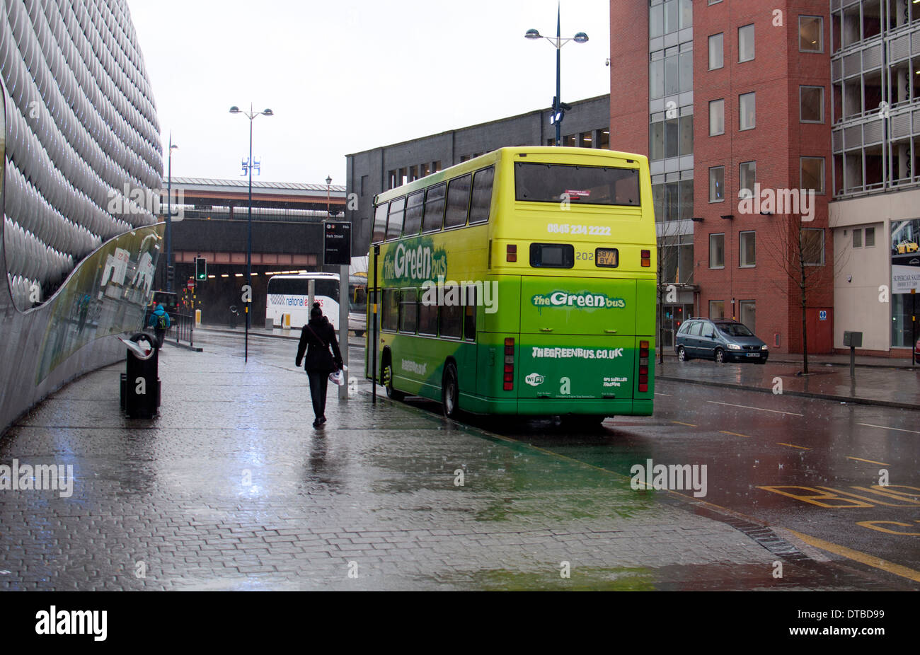 Bus in wet weather, Park Street, Birmingham city centre, UK Stock Photo ...