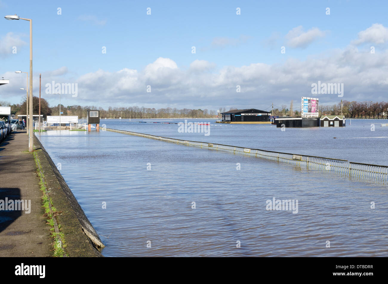 Worcester Racecourse under water in the flooding of 2014 Stock Photo ...
