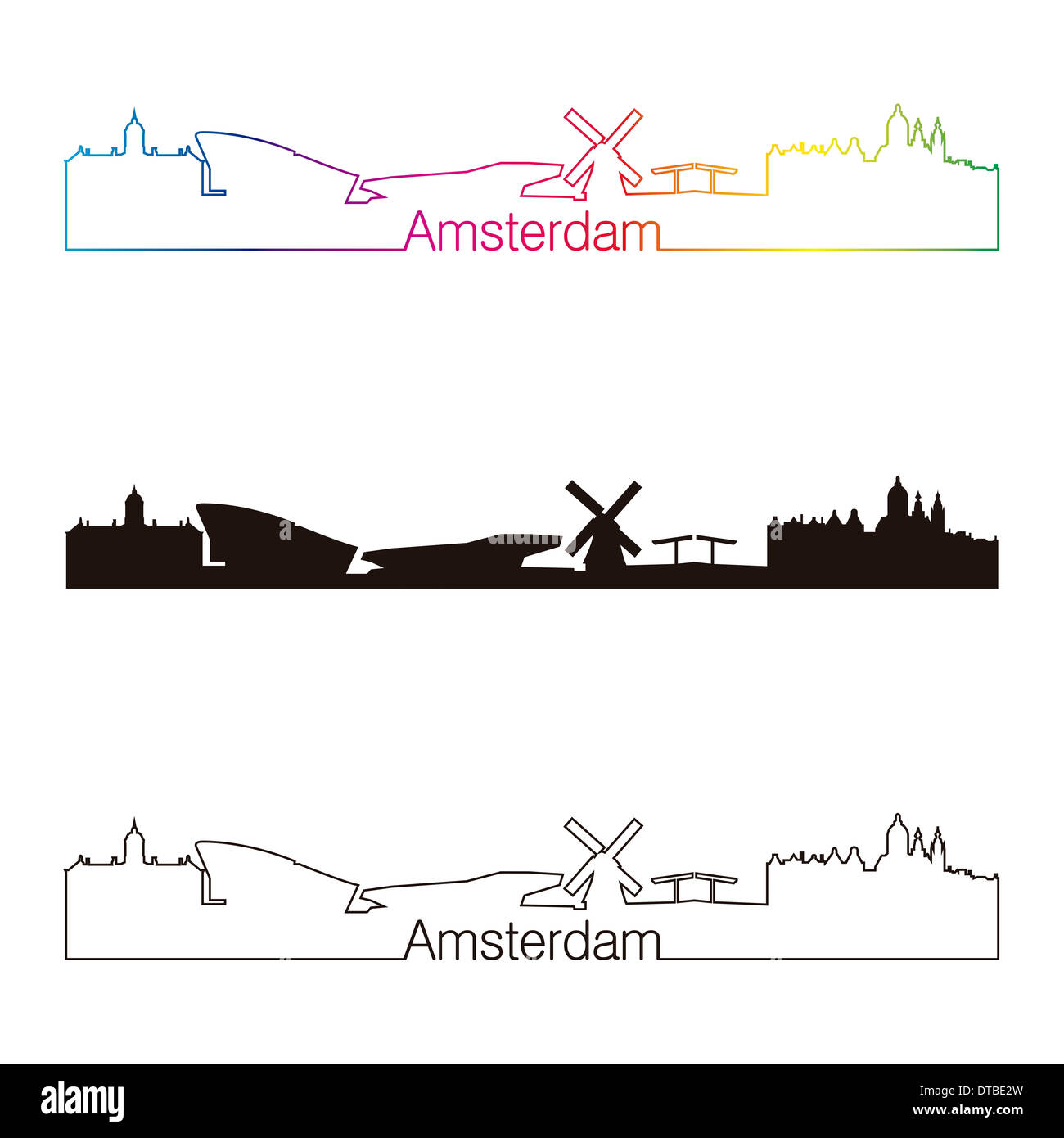 Amsterdam skyline linear style with rainbow Stock Photo - Alamy Amsterdam skyline linear style with rainbow Stock Photo - Alamy