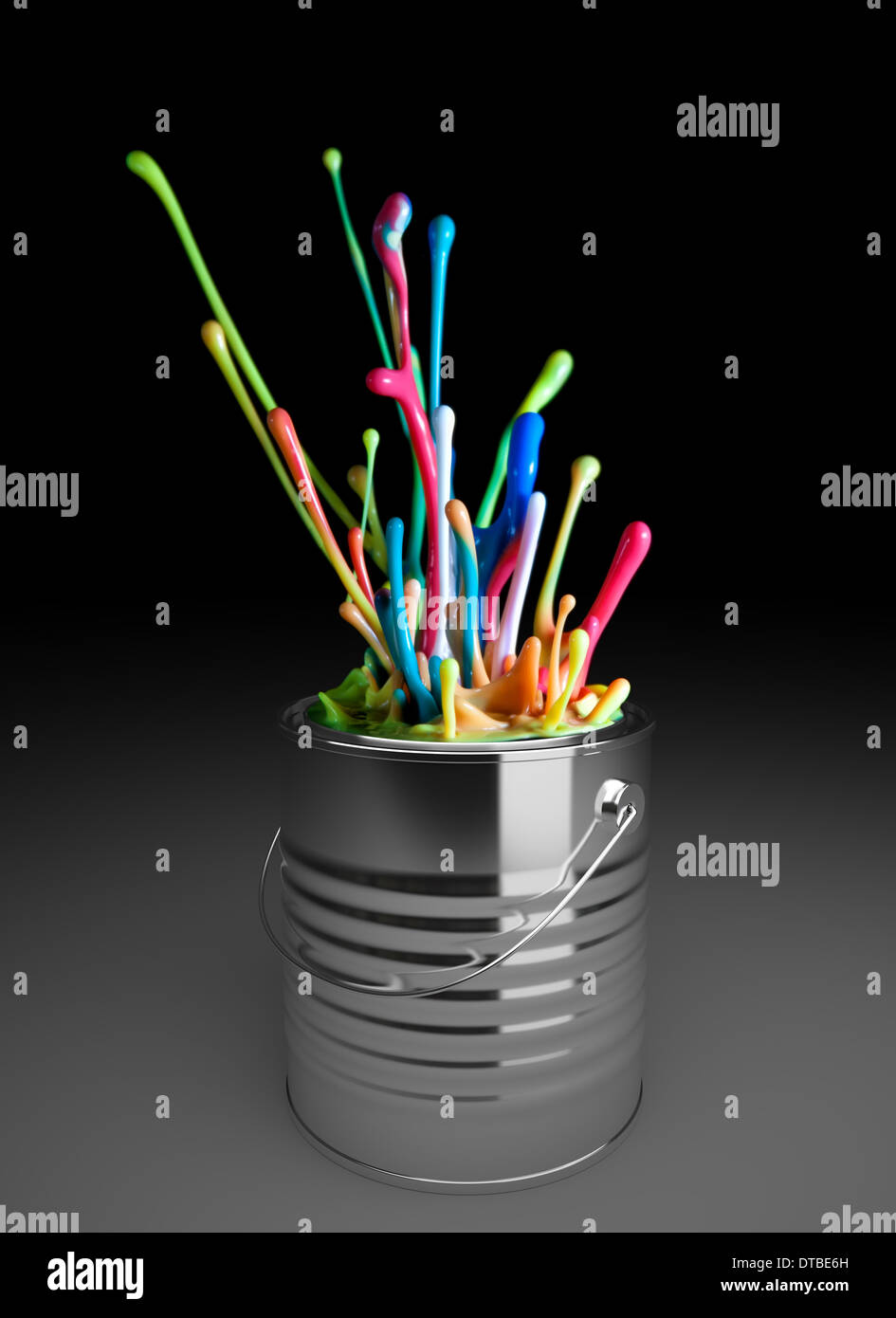 colours explosion from metal paint can Stock Photo - Alamy