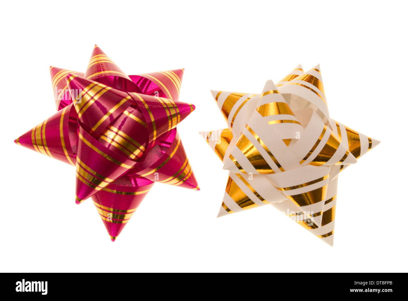 two bows - purple and white isolated on white Stock Photo - Alamy