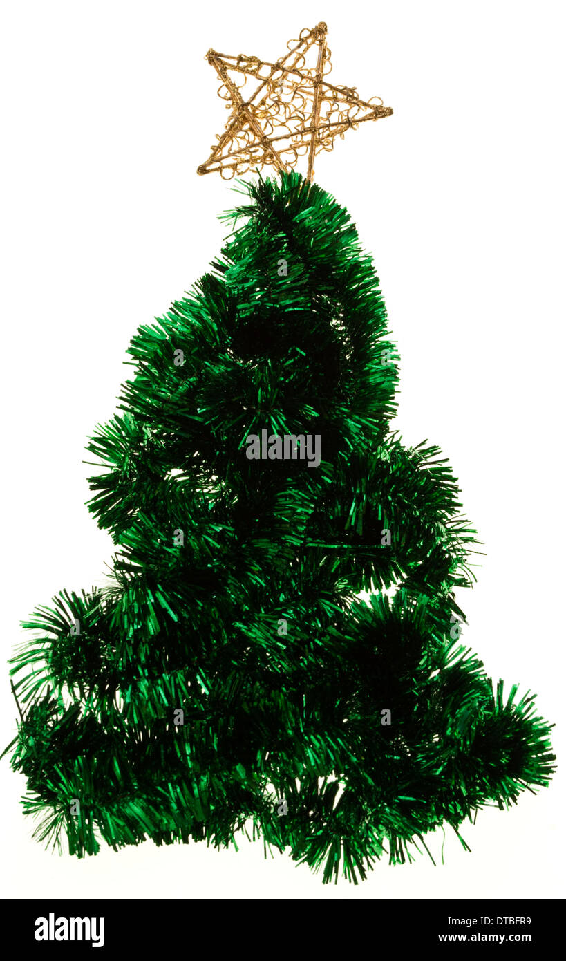 stylized christmas tree with gold star isolated on white Stock Photo ...