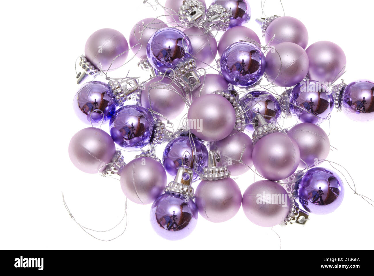 christmas-tree balls with lace isolated on white Stock Photo - Alamy