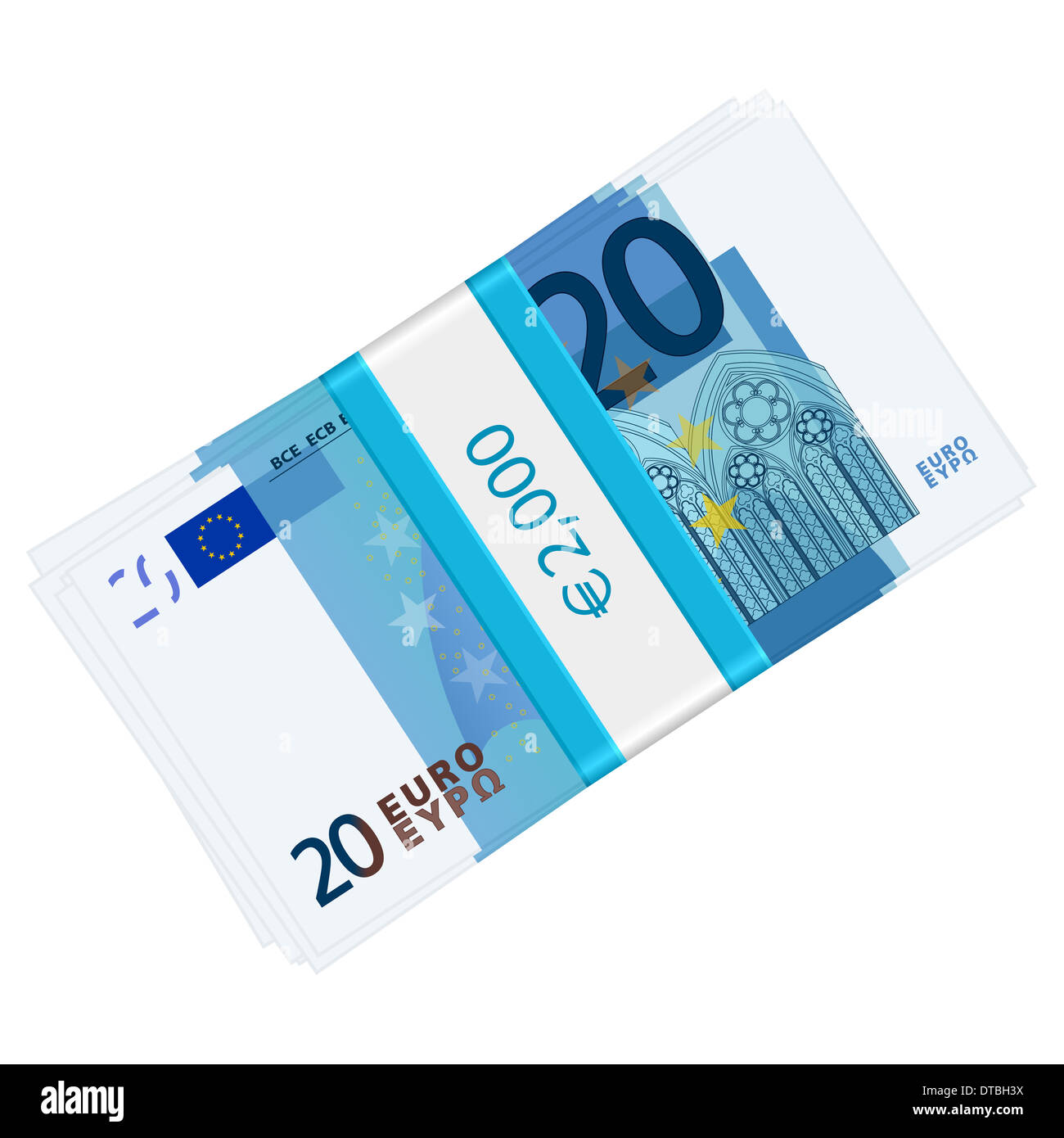 Twenty euro banknotes pack on a white background. Vector illustration ...