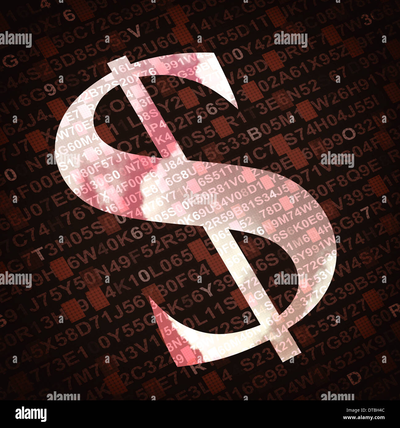 US dollar currency sign with numbers and letters on background Stock ...