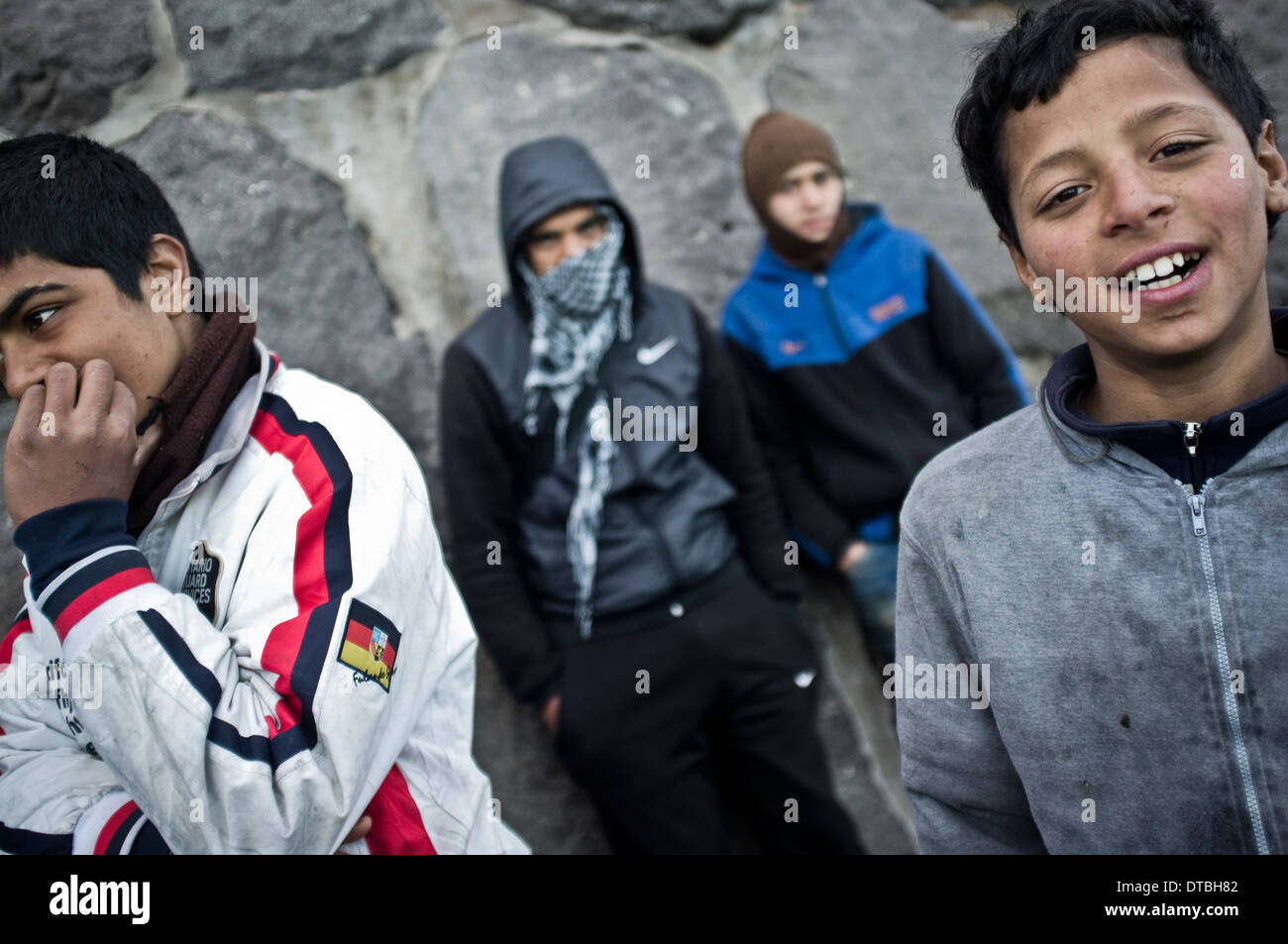 Moroccan homeless street children in Melilla, Spain. poverty kid ...