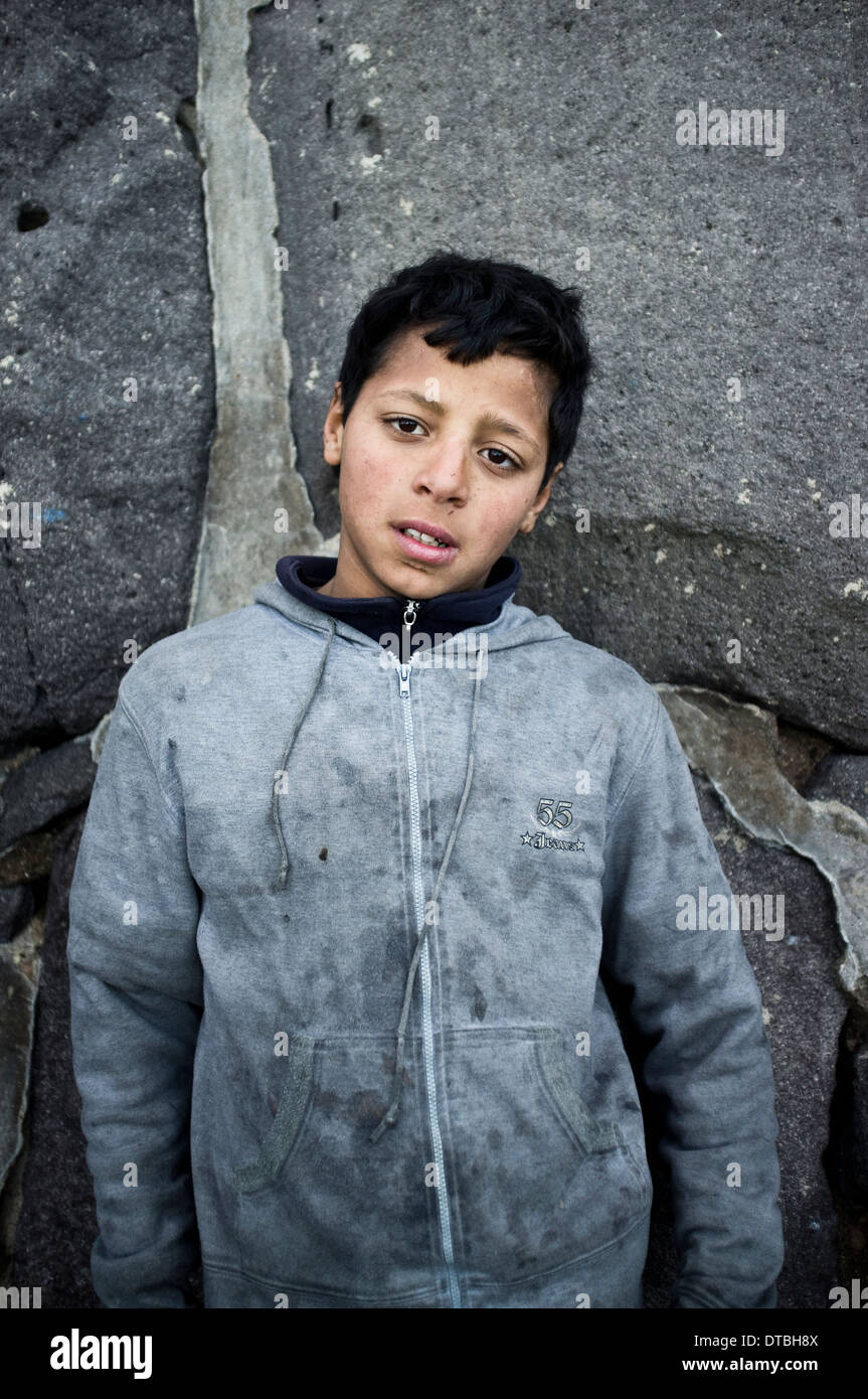 Moroccan homeless street children in Melilla, Spain. poverty kid ...