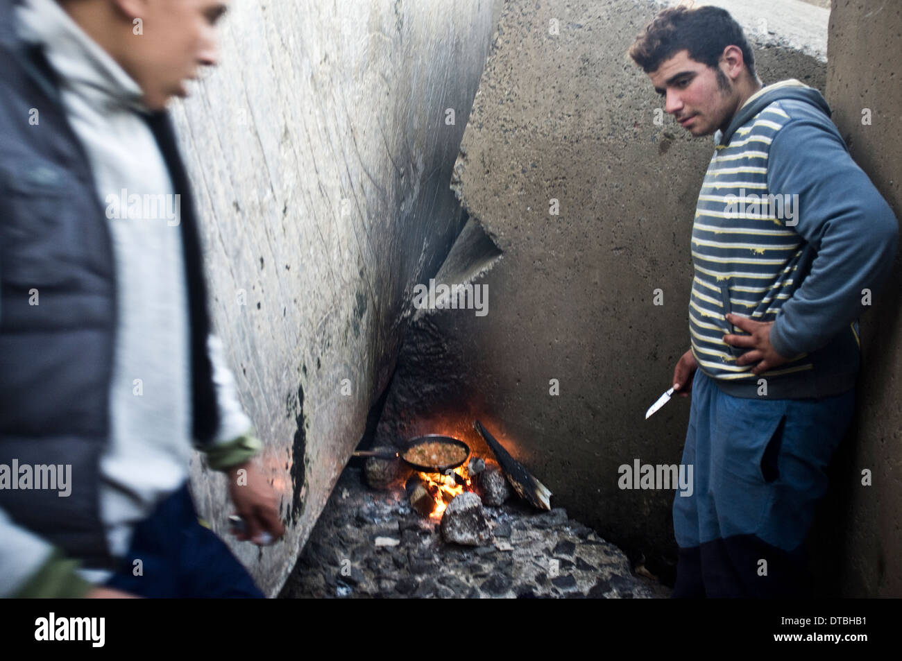 Moroccan homeless street children in Melilla, Spain. poverty kid ...