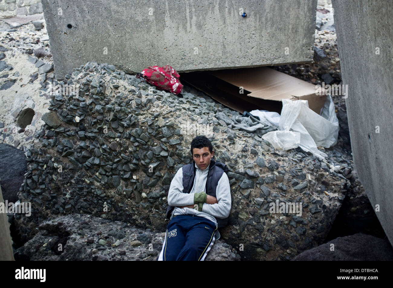 Moroccan homeless street children in Melilla, Spain. poverty kid ...