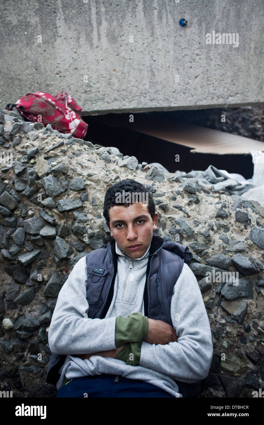 Moroccan homeless street children in Melilla, Spain. poverty kid ...