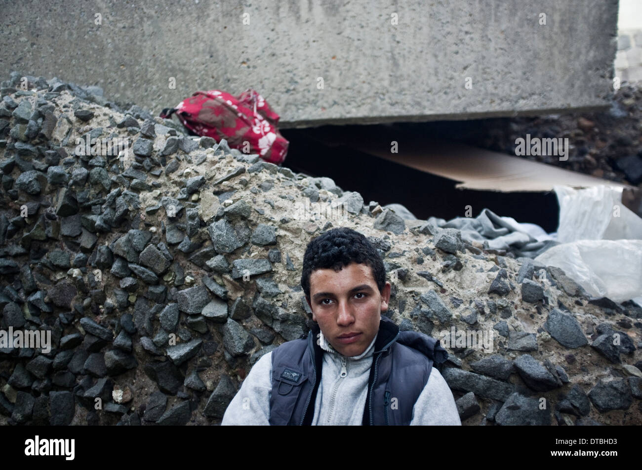 Moroccan homeless street children in Melilla, Spain. poverty kid ...