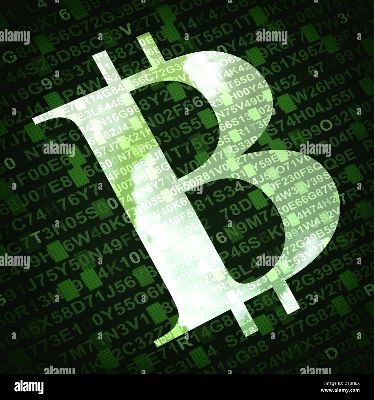 Bit coin, the virtual currency symbol illustration with numbers and ...