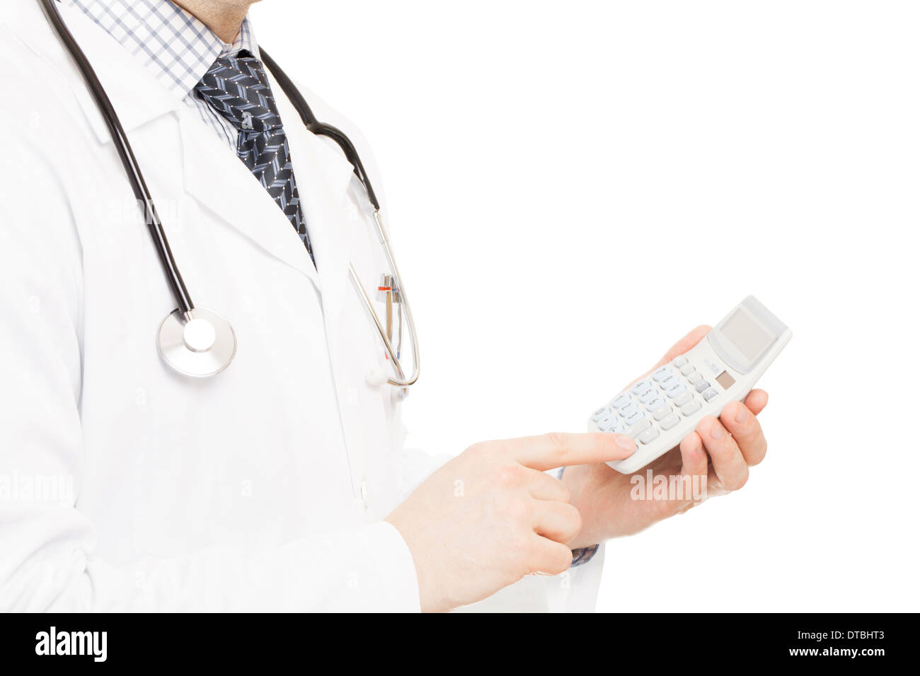 Medical doctor with a calculator in his left hand Stock Photo - Alamy