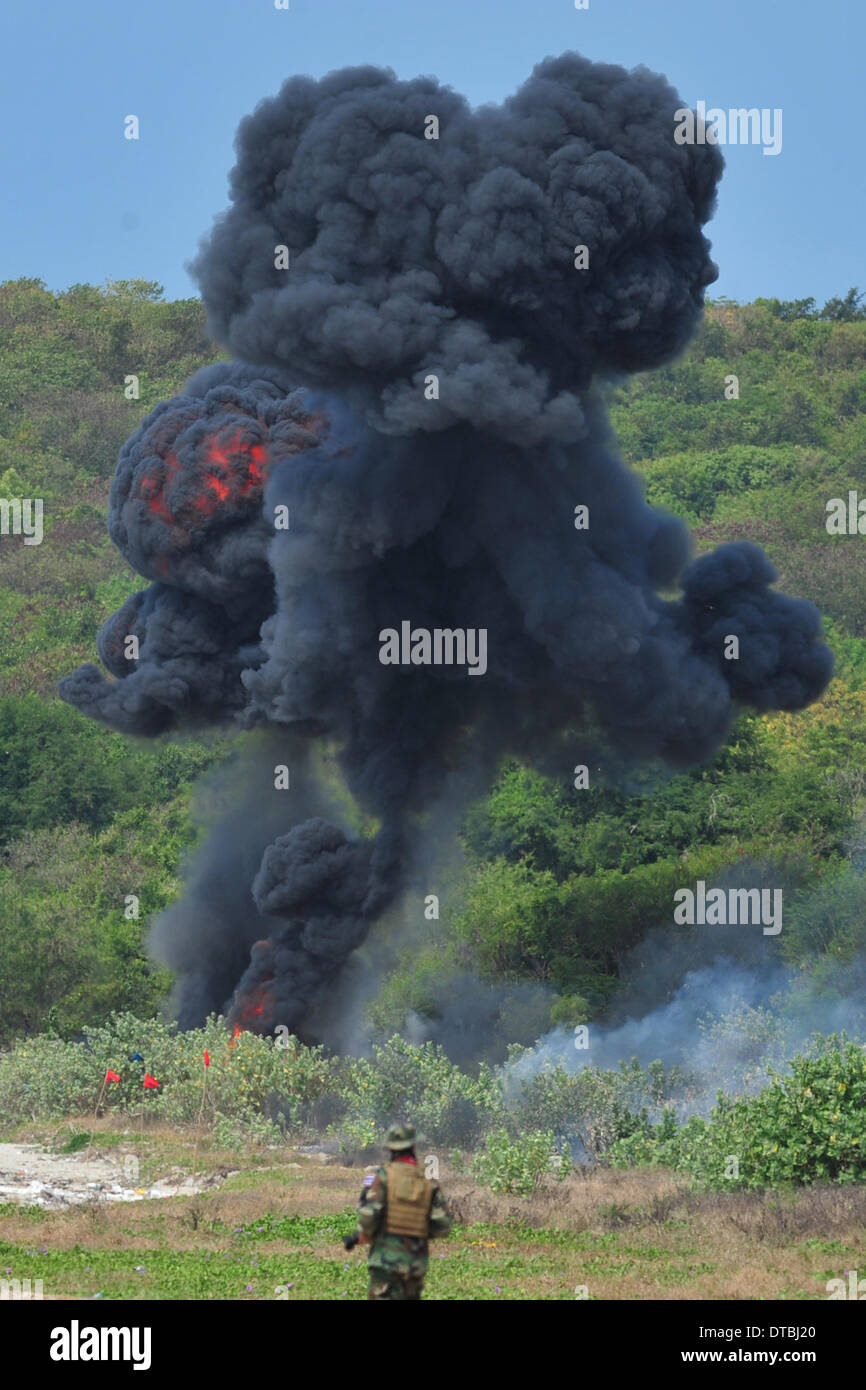 Chonburi, Thailand. 14th Feb, 2014. A soldier from the U.S. Marines ...