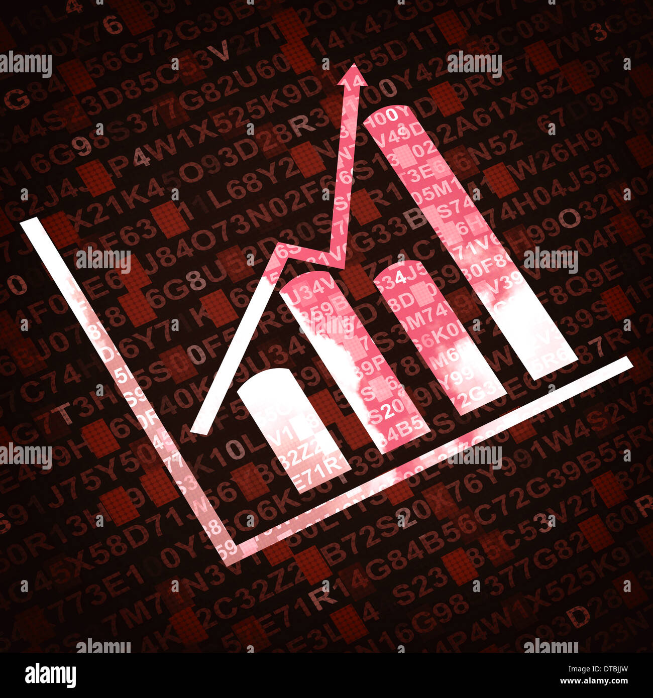 Business graph and chart with arrow going up - red background Stock ...