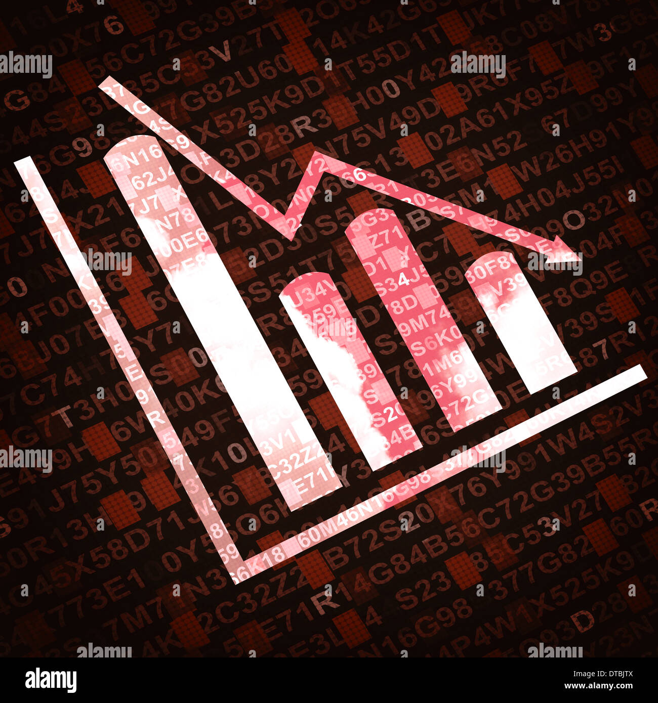 Business graph and chart with arrow going down - red background Stock ...