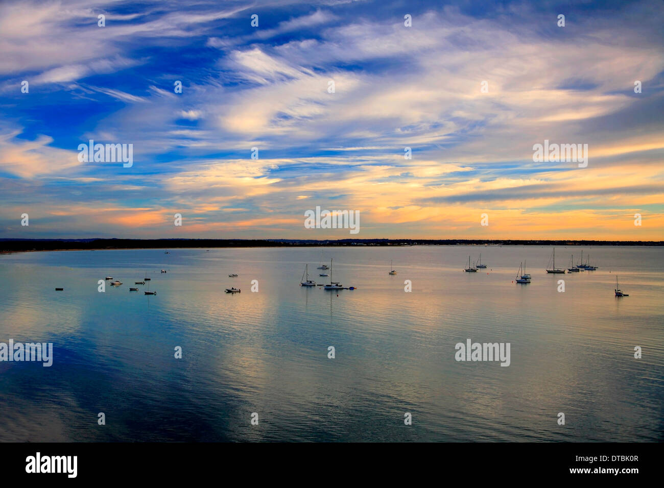 Dawn over Poole Bay, Jurassic coastline, Dorset county; England ...