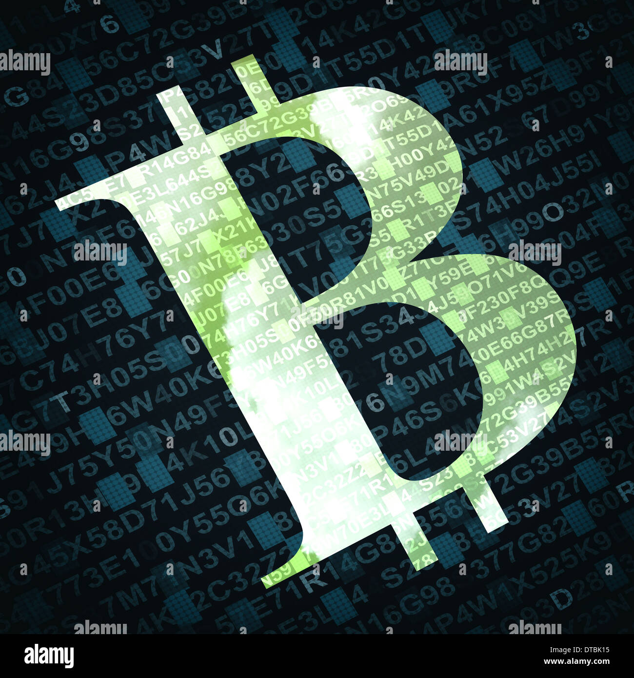 Bit coin, the virtual currency symbol illustration with numbers and ...