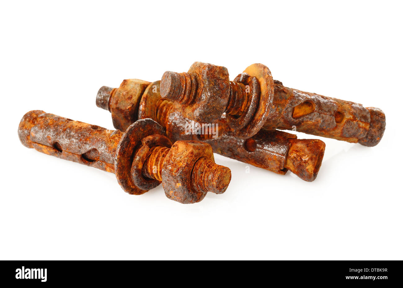 Rusty nut and bolt on white background Stock Photo - Alamy