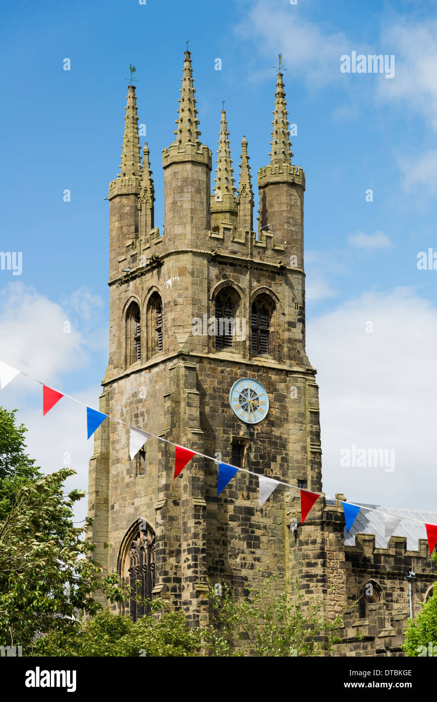 Tideswell church of St John the Baptist with bunting in the Peak ...