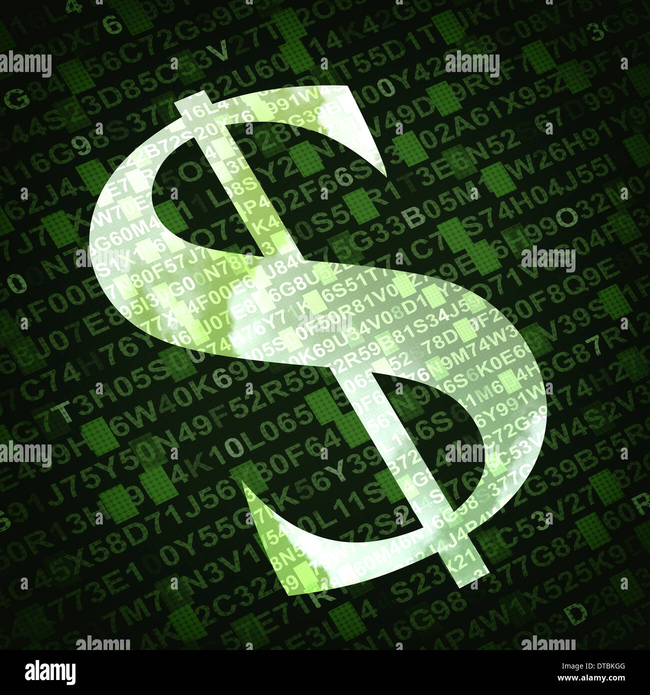 US dollar currency sign with numbers and letters on background Stock ...