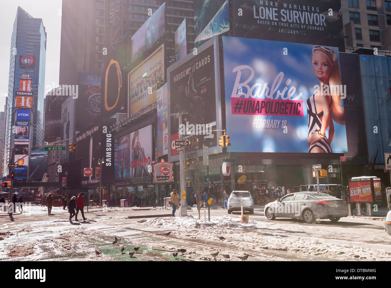 A billboard in Times square in New York features the iconic Barbie doll ...
