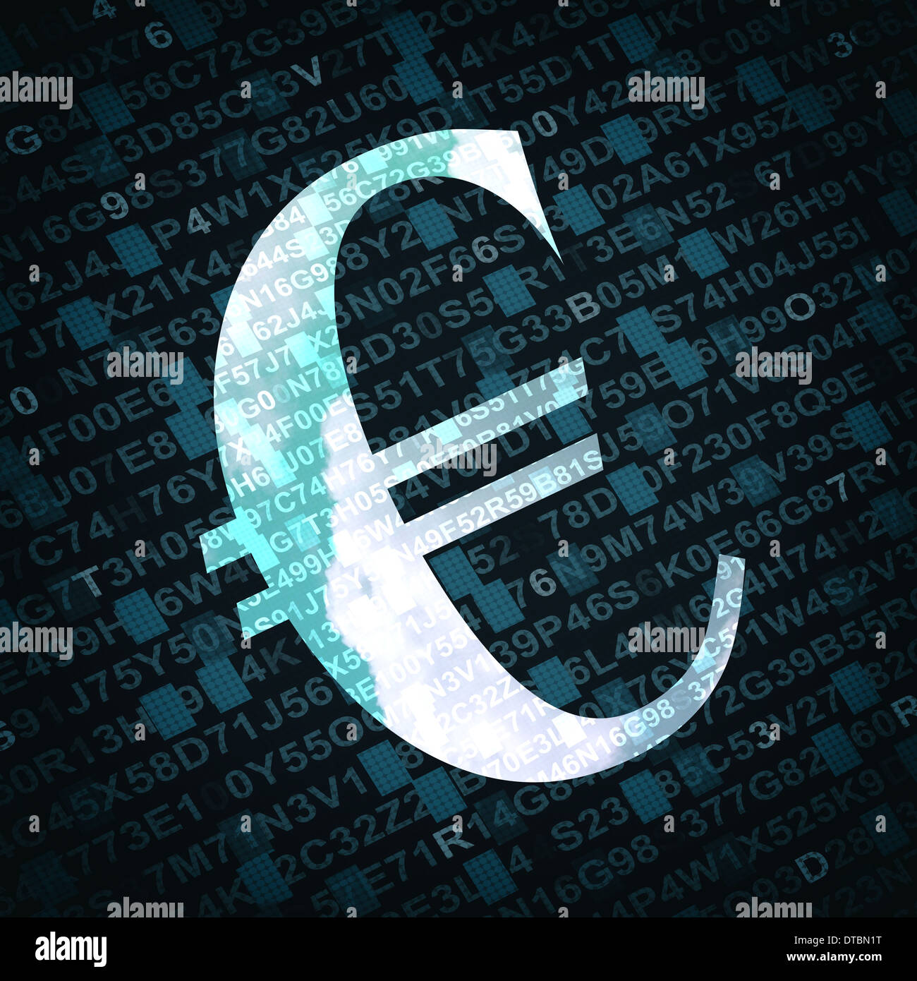 Euro currency sign with numbers and letters on background Stock Photo ...