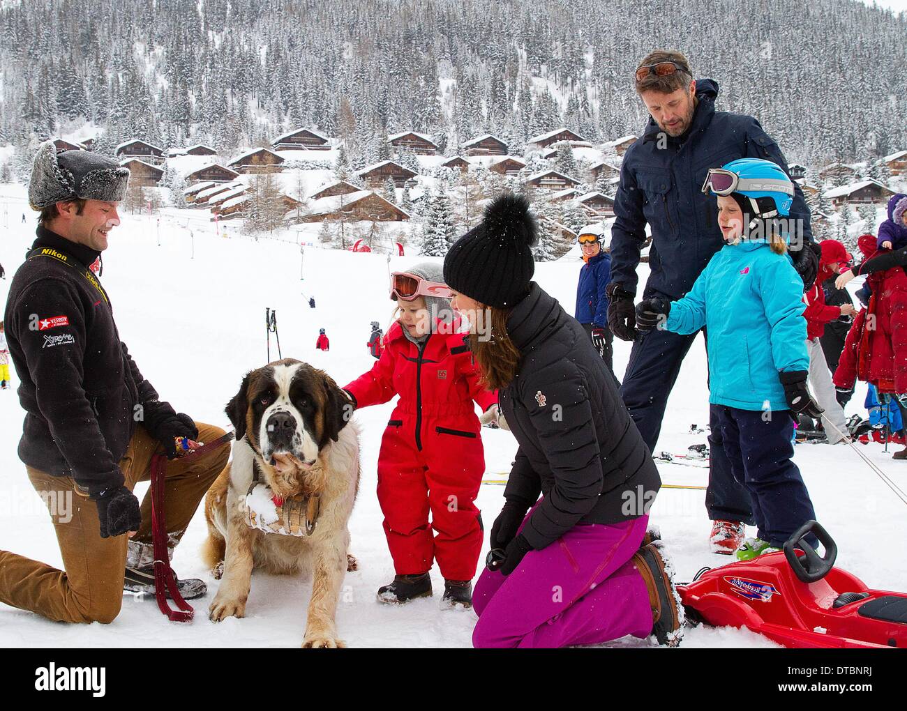Verbier, Switzerland. 14th Feb, 2014. Crown Princess Mary, Crown Prince ...