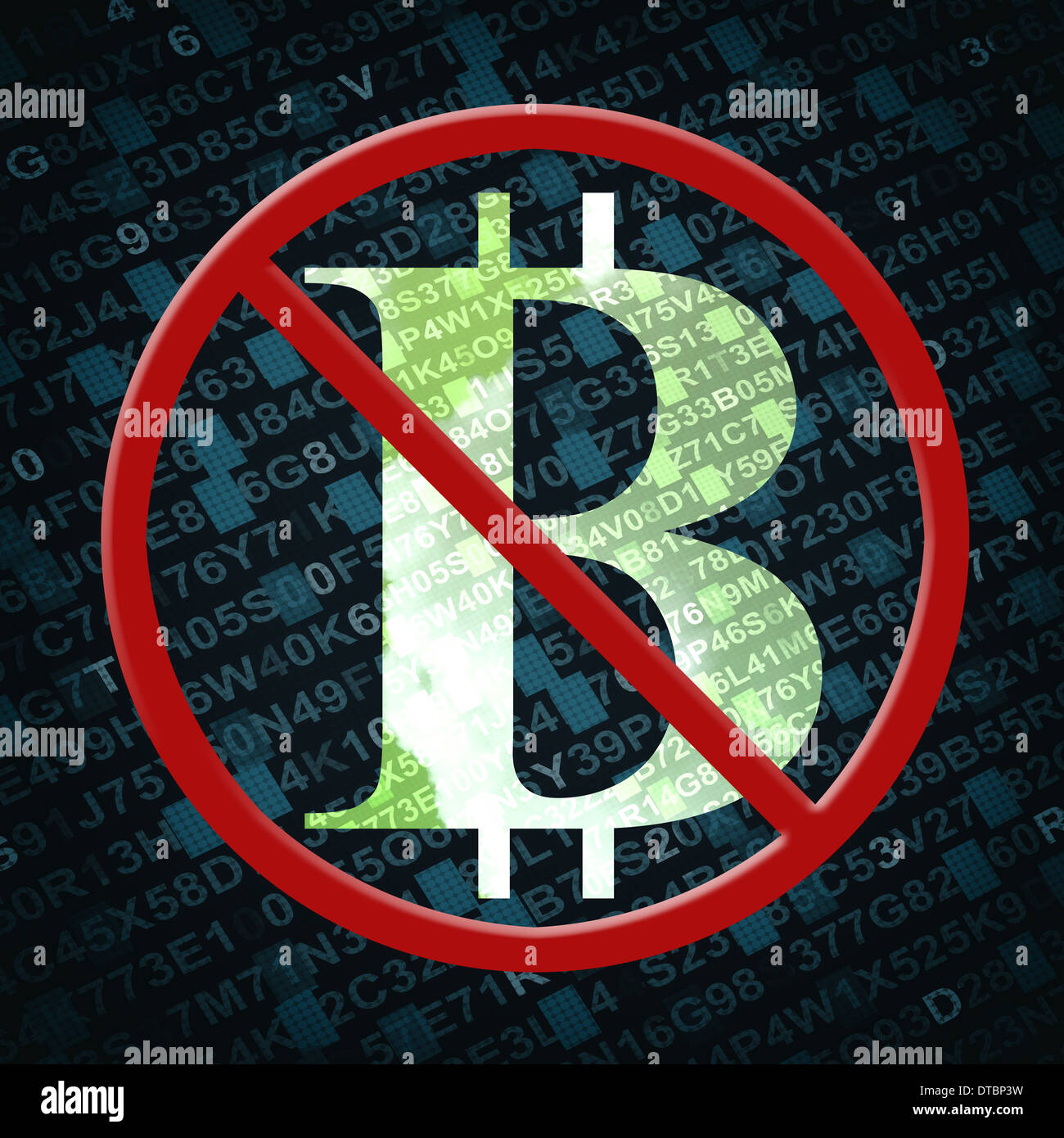 Bit coin, the virtual currency symbol illustration with numbers and ...