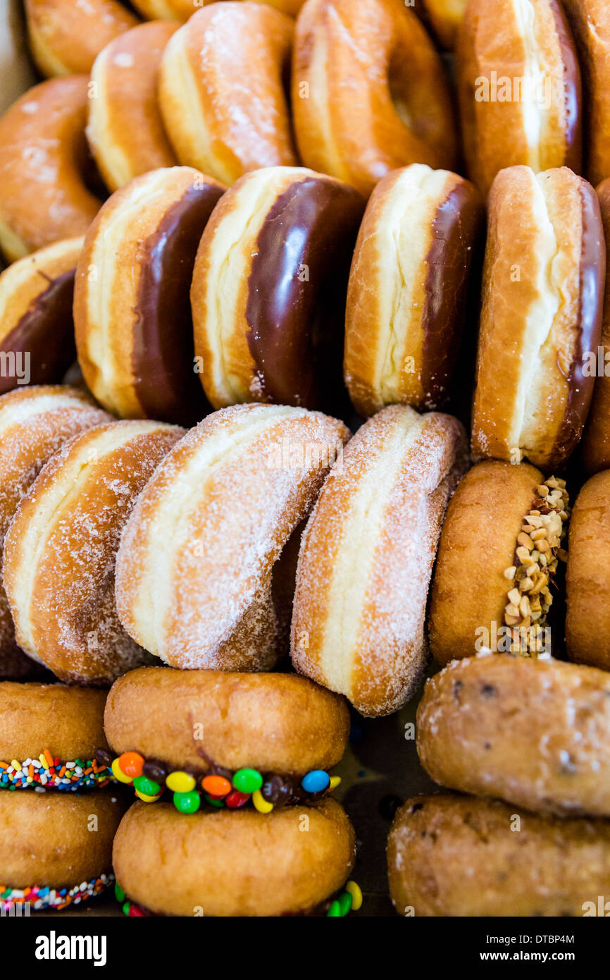 Fresh donuts in the box from the local bakery shop Stock Photo - Alamy
