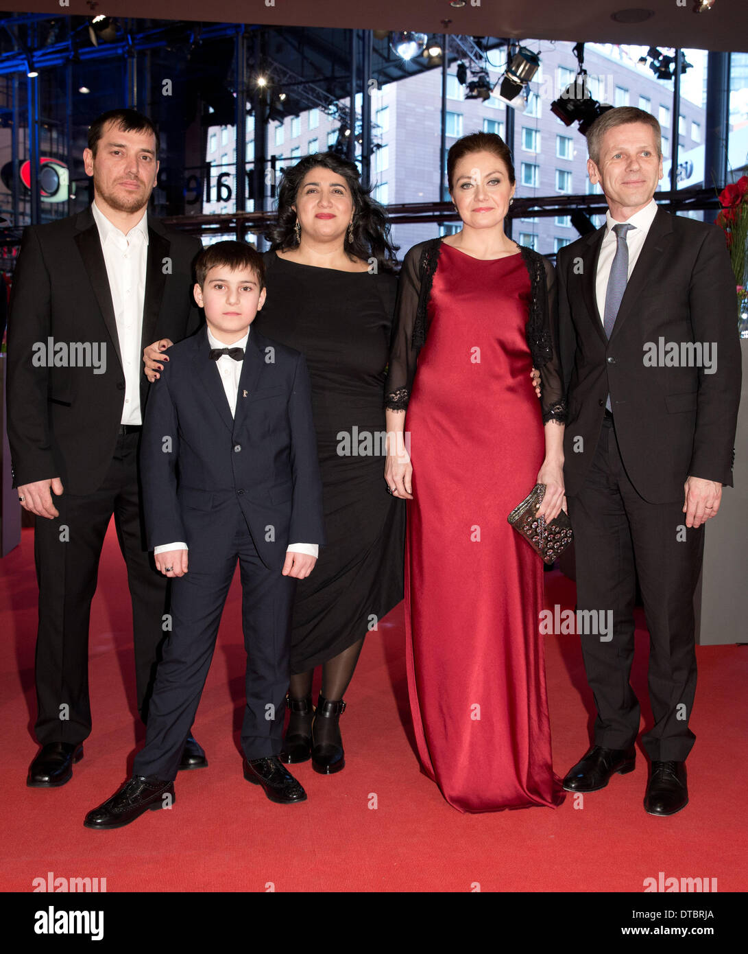 Berlin, Germany. 14th Feb, 2014. Actors Aslan Elbiev (L-R) and Ramasan ...