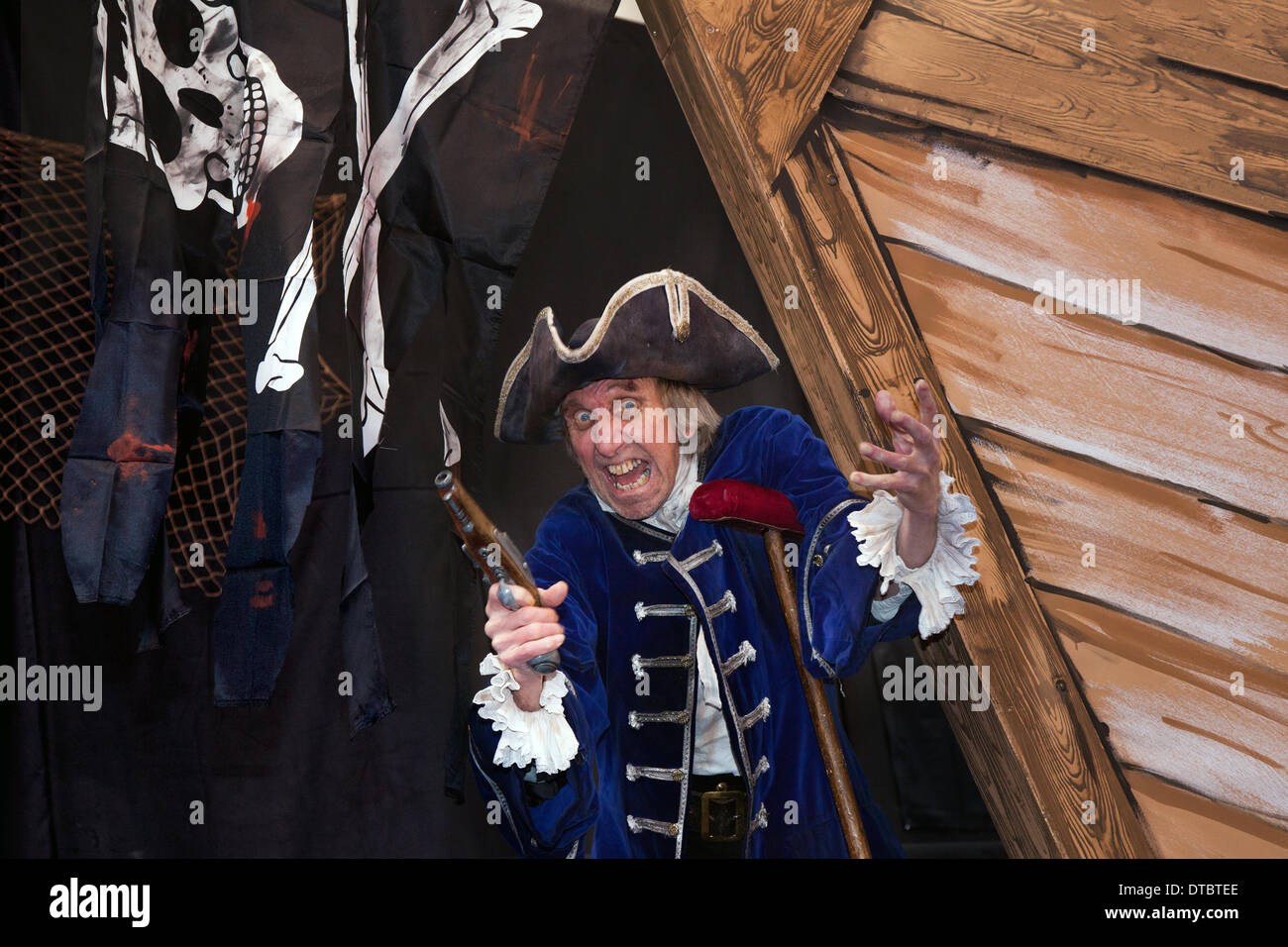Pantomime Pirate 'Long John Silver' with evil eyes at Blackpool's ...