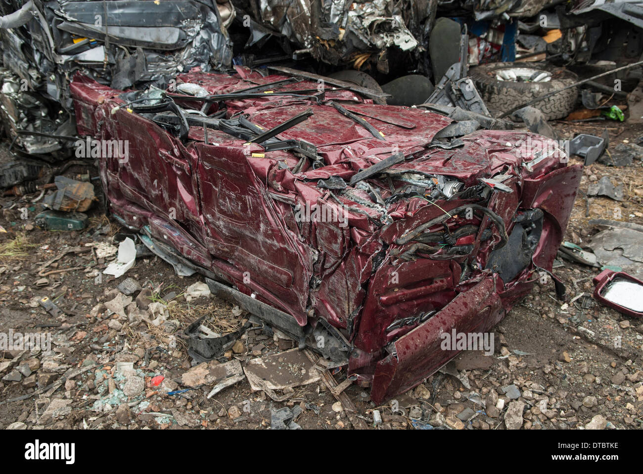 Crushed cars in scrap yard UK Stock Photo: 66643682 - Alamy