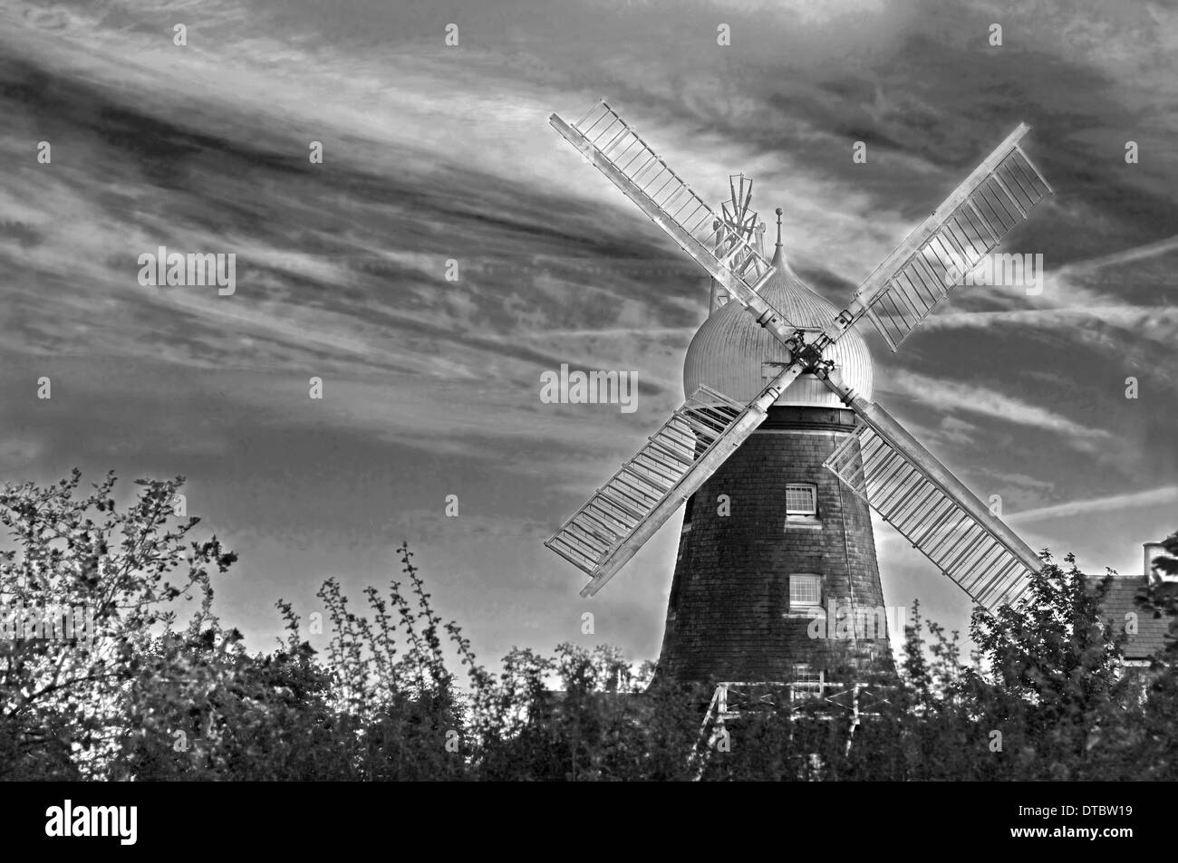 The Windmill, Morcott, Rutland, Great Britain, Uk (Black And White ...