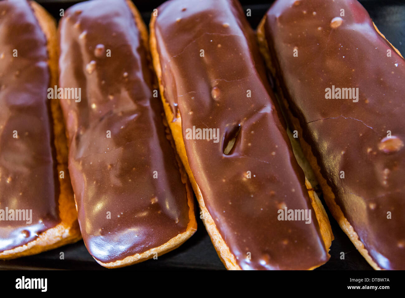 Fresh filled chocolate bars from the local bakery shop Stock Photo - Alamy