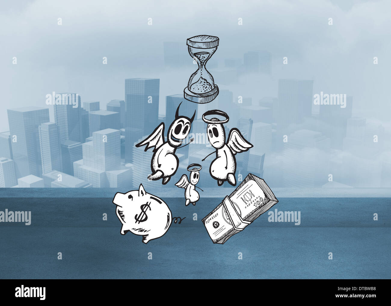 Composite image of good banking vs bad banking doodle Stock Photo - Alamy