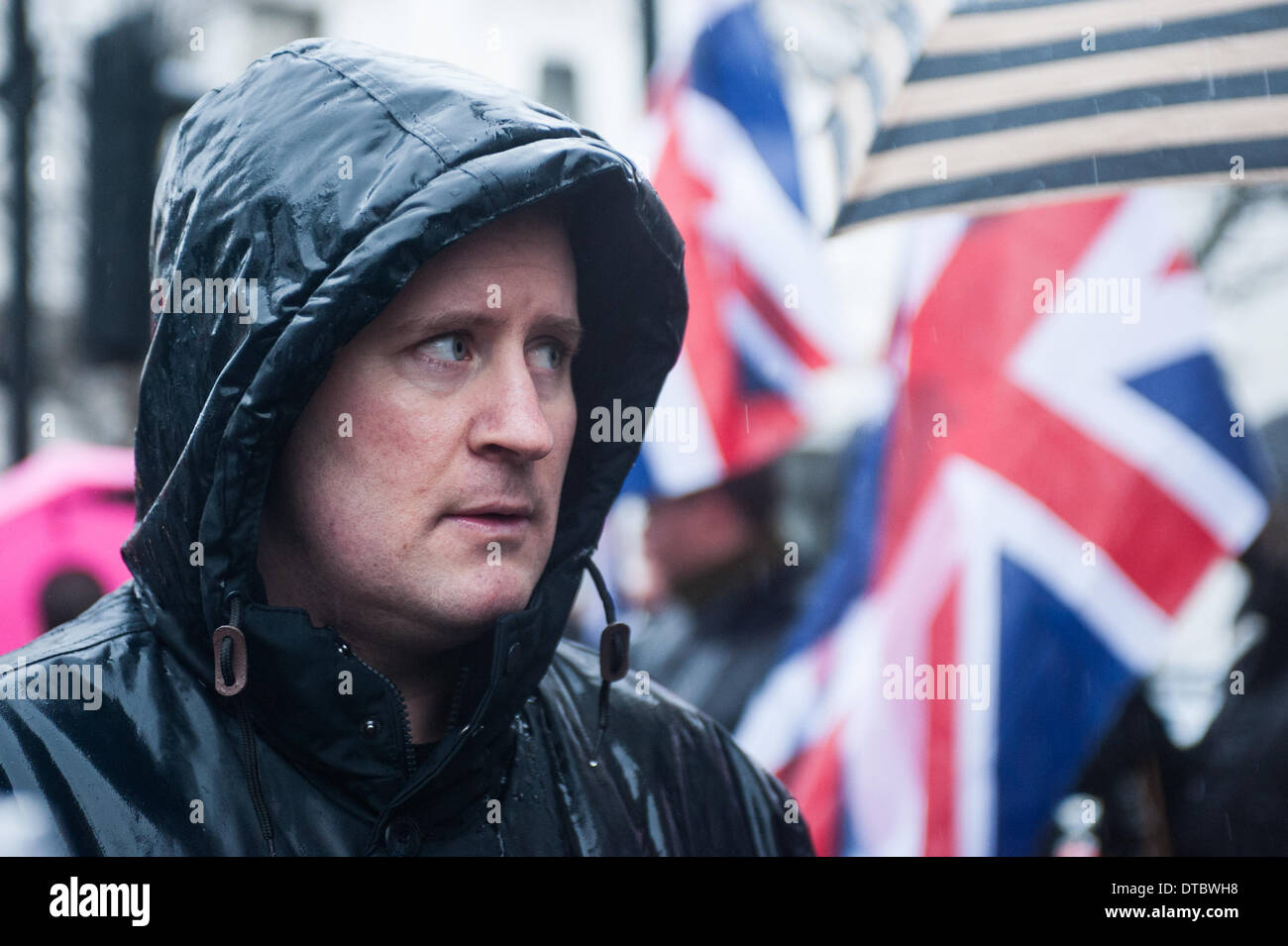 London, UK - 14 February 2014: Britain First leader, Paul Golding ...
