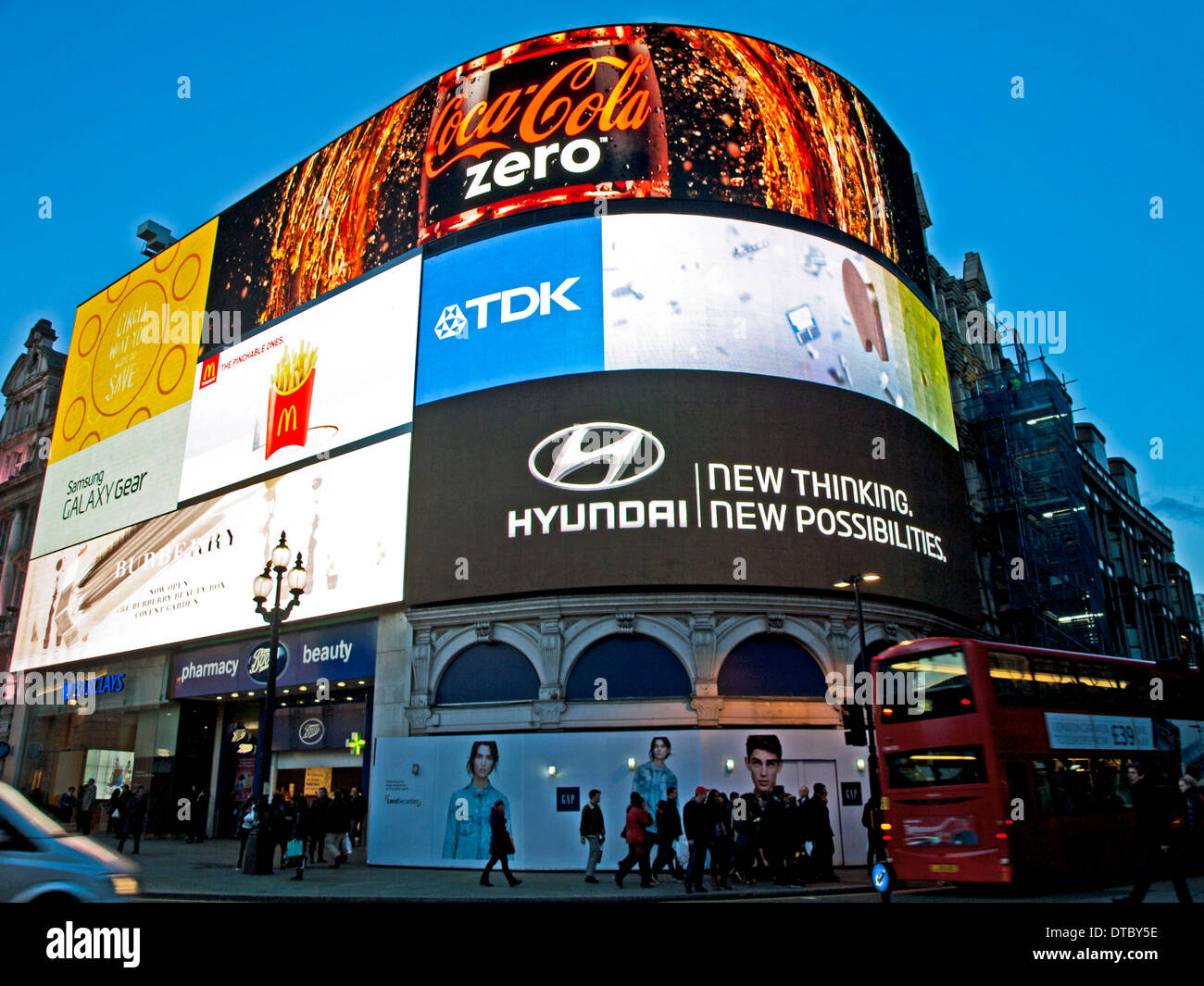 Neon billboards at Piccadilly Circus, West End, London, England, United ...
