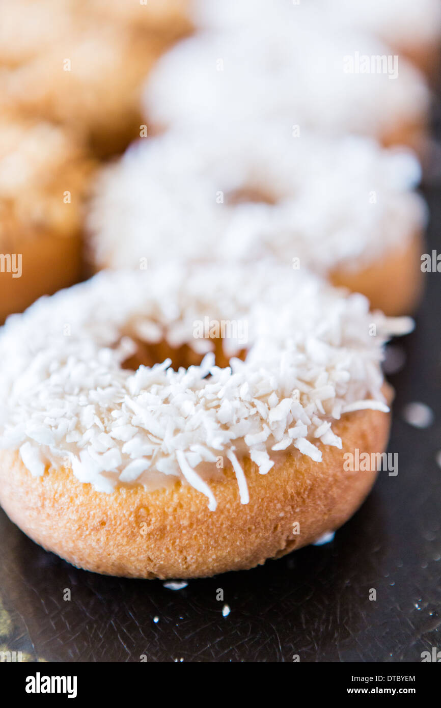 Row of fresh donuts from the local bakery shop Stock Photo - Alamy