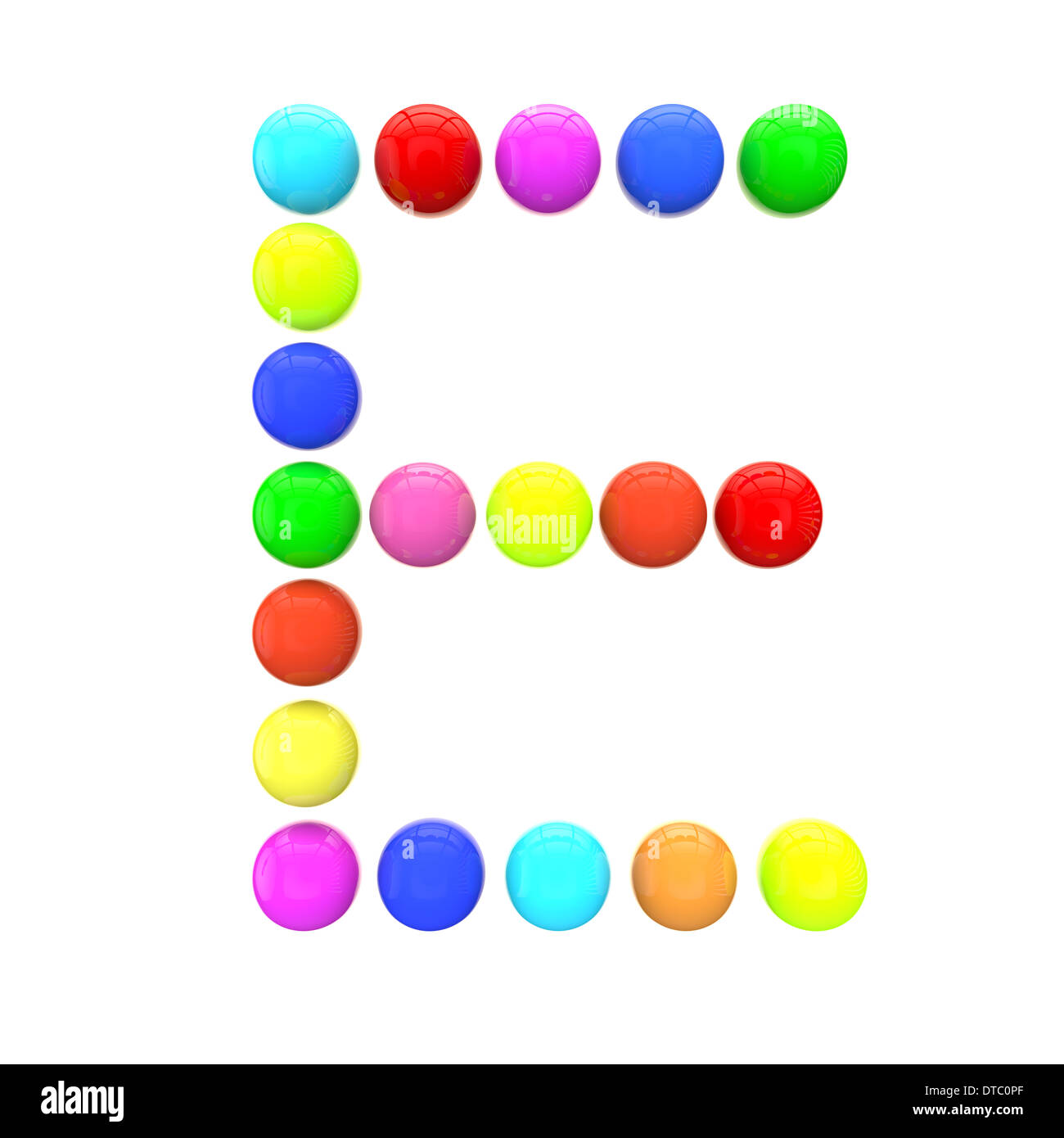 Letter "E" from multi-colored spheres Stock Photo - Alamy