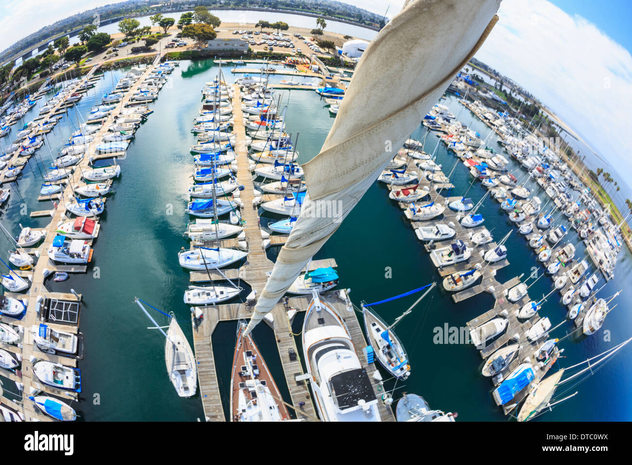 Overhead view of harbor and yachts, San Diego, California, USA Stock ...
